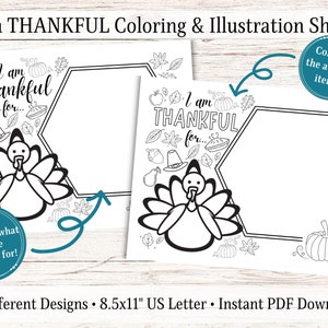 I Am Thankful for Kids Coloring Printable, Thanksgiving Activity ...