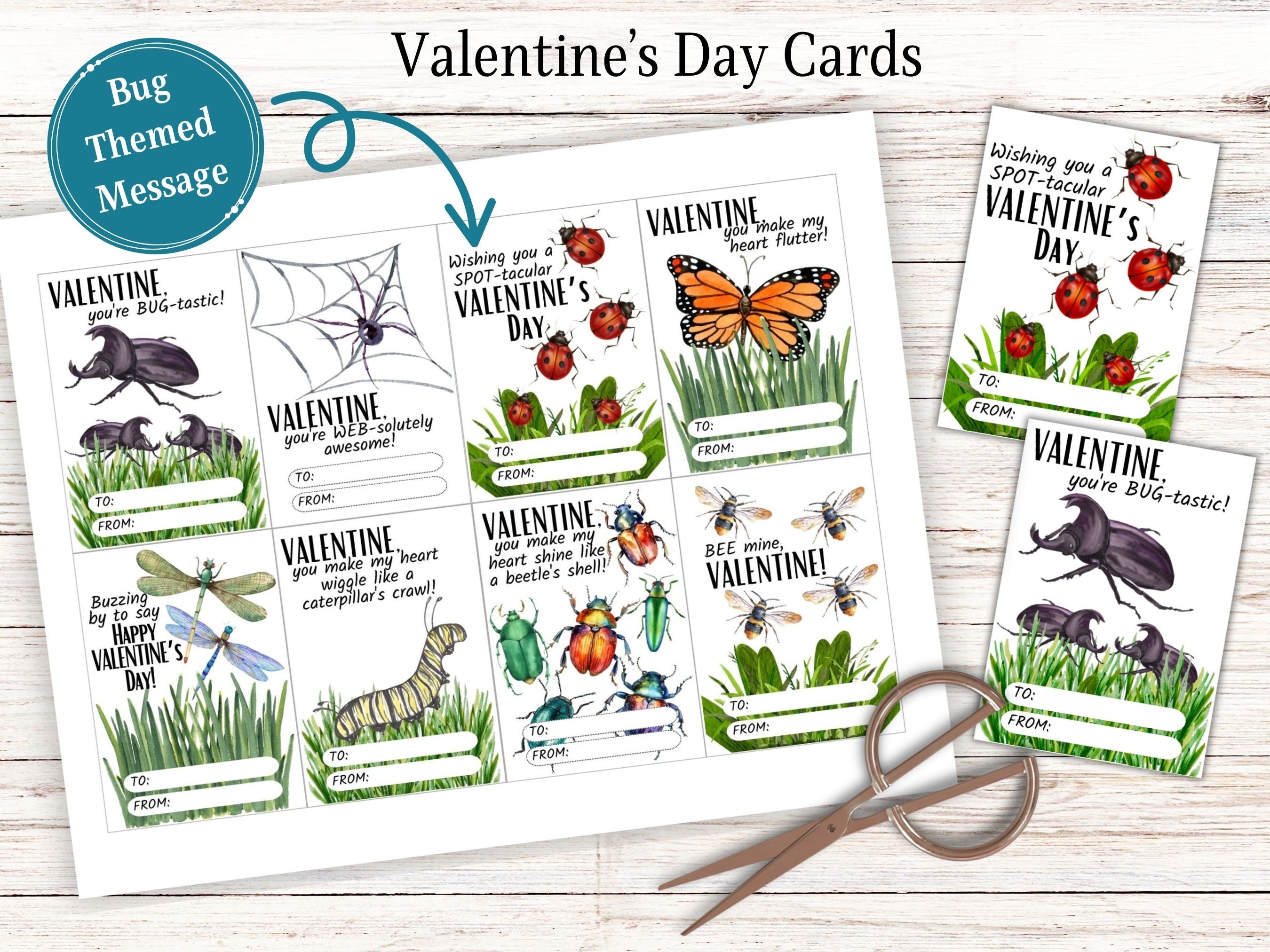 Bugs Valentine's Day Cards, Preschool Valentines, Easy Kids Valentine ...