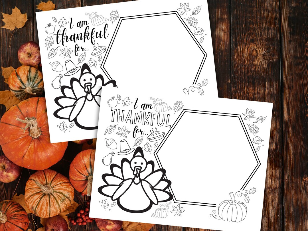 I Am Thankful for Kids Coloring Printable, Thanksgiving Activity ...