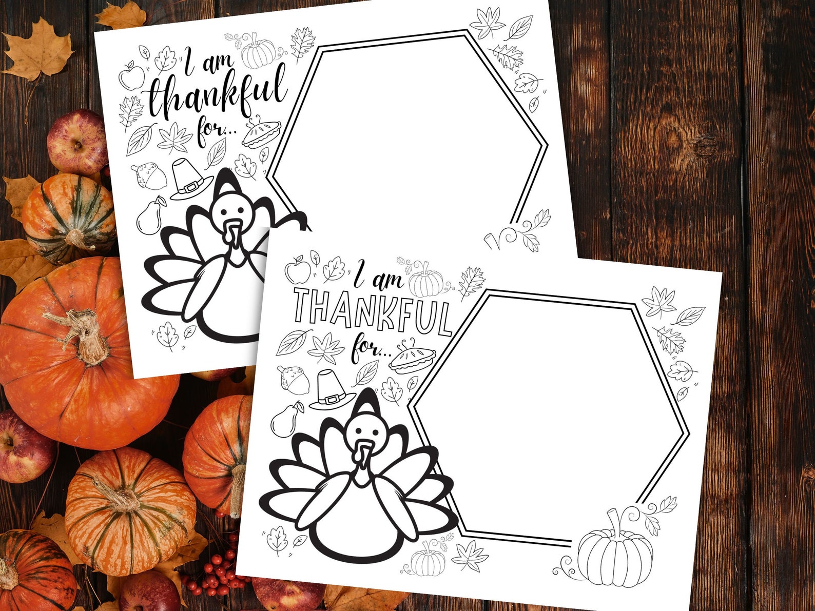 I Am Thankful for Kids Coloring Printable, Thanksgiving Activity ...