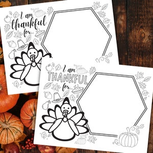 I Am Thankful for Kids Coloring Printable, Thanksgiving Activity ...