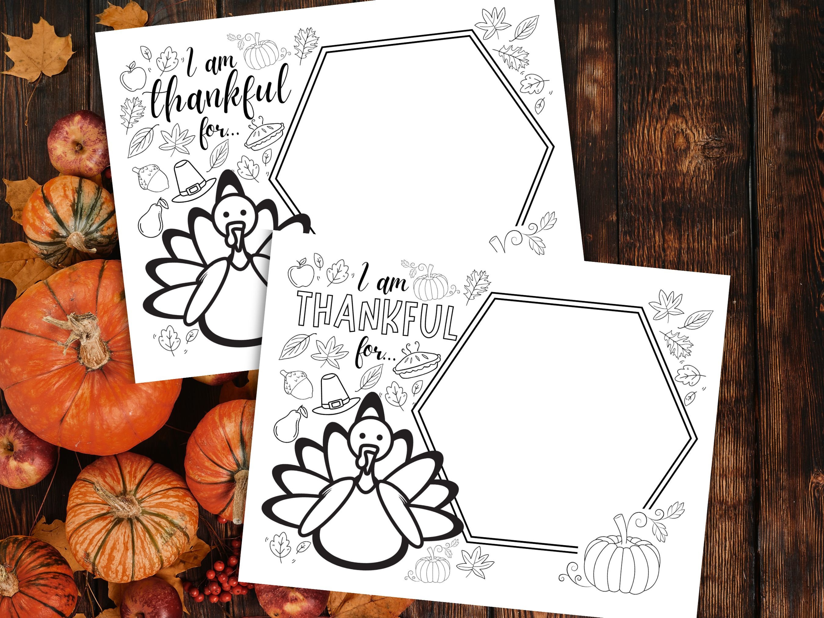 I Am Thankful for Kids Coloring Printable, Thanksgiving Activity ...