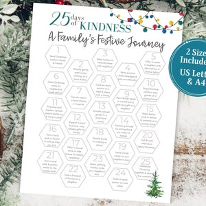 Christmas 25 Days of Kindness Calendar Printable | Kindness Advent ...