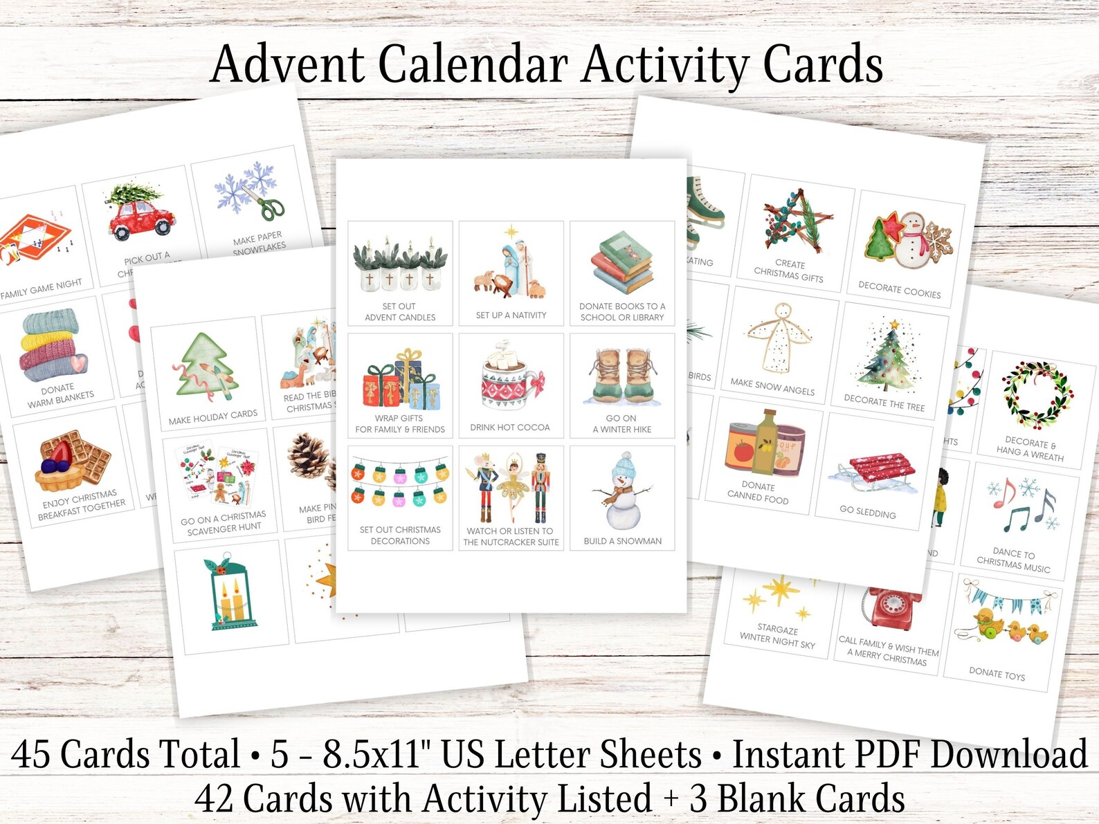45 Printable Advent Activity Cards, Family Kids Advent Activity, Advent ...