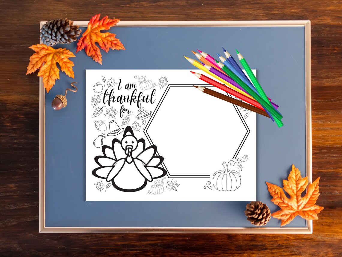 I Am Thankful for Kids Coloring Printable, Thanksgiving Activity ...
