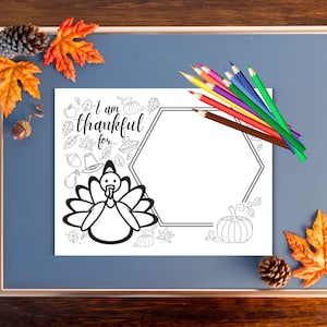 I Am Thankful for Kids Coloring Printable, Thanksgiving Activity ...