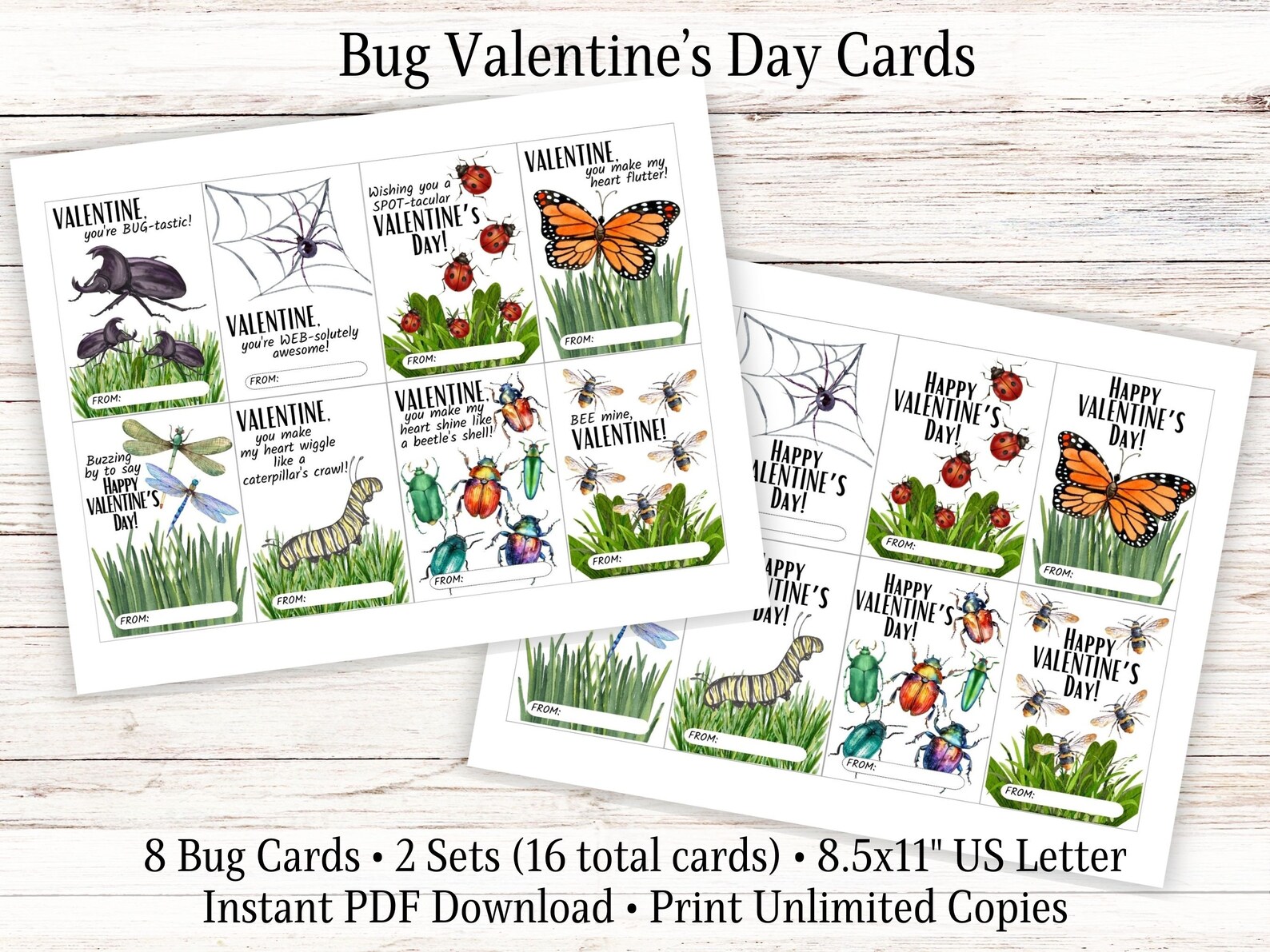 Bugs Valentine's Day Cards, Preschool Valentines, Classroom Valentines ...