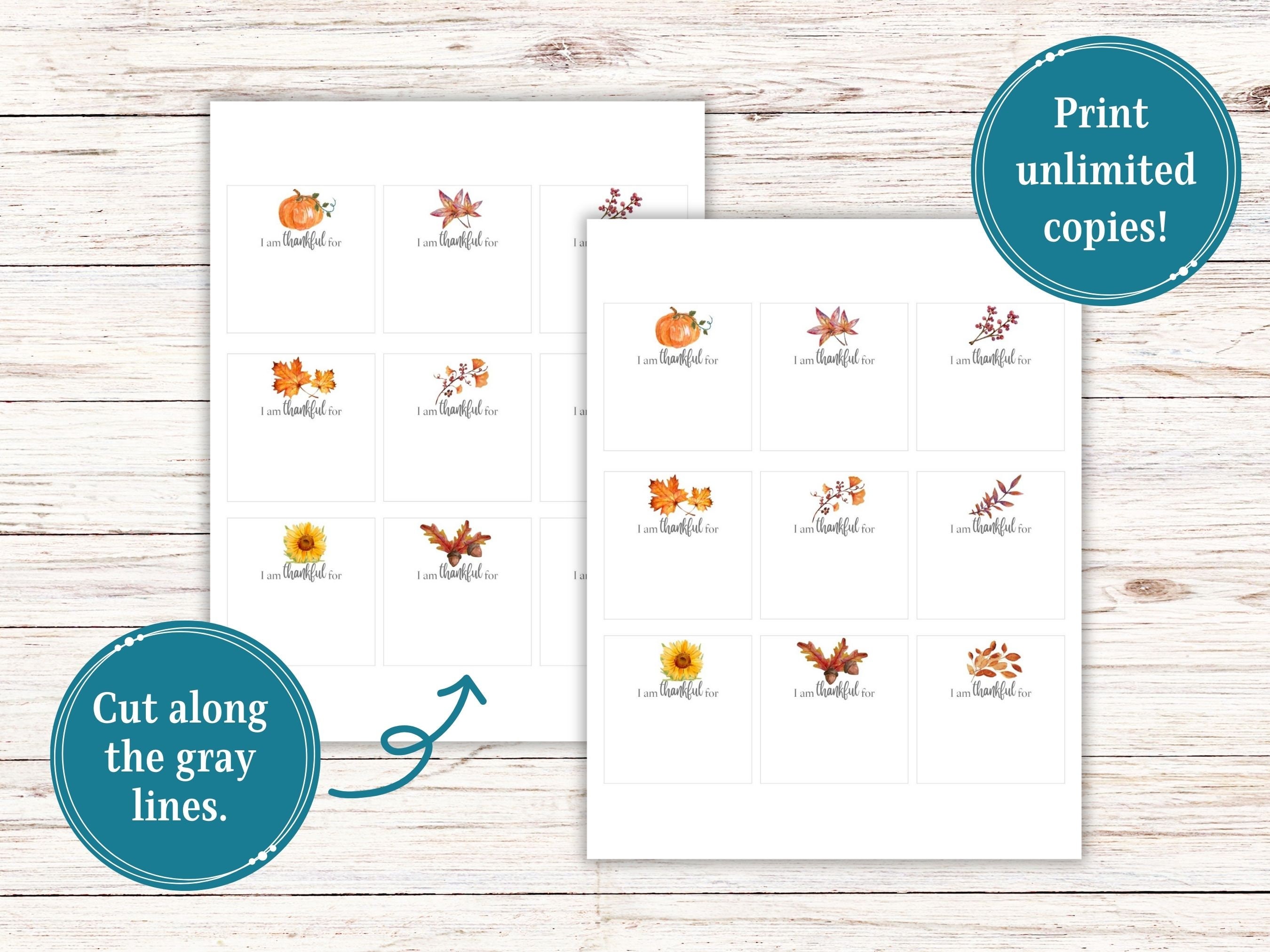 I Am Thankful for Thanksgiving Cards Printable | Gratitude Cards ...