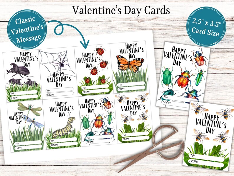 Bugs Valentine's Day Cards, Preschool Valentines, Easy Kids Valentine ...