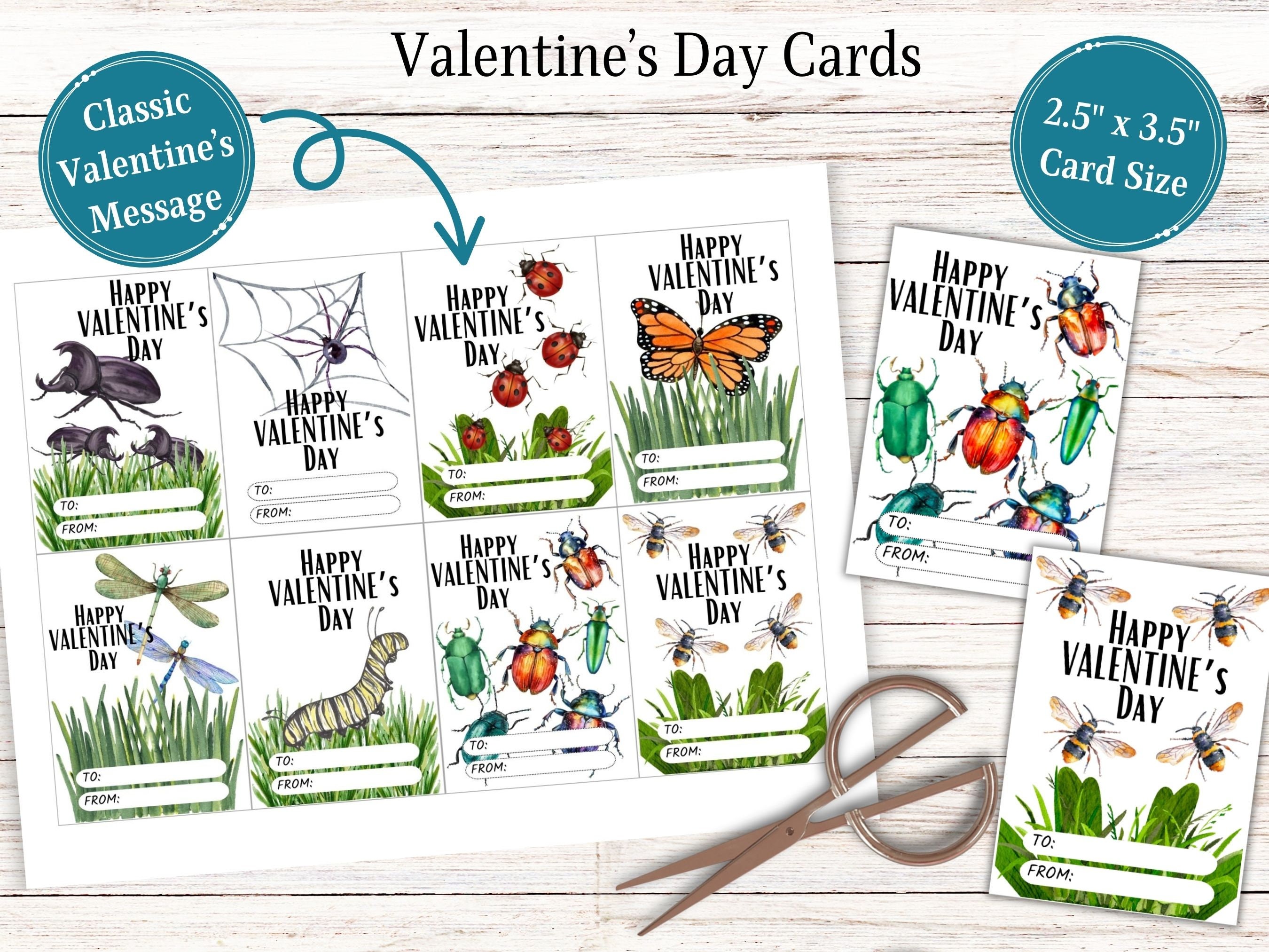 Bugs Valentine's Day Cards, Preschool Valentines, Easy Kids Valentine ...