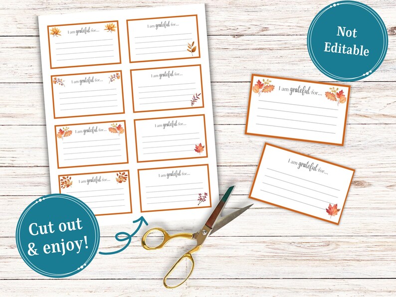 I Am Thankful - Grateful Printable Cards | Gratitude Cards ...