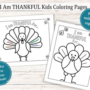 I Am Thankful Turkey Coloring Printable | Kids Thanksgiving Activity ...