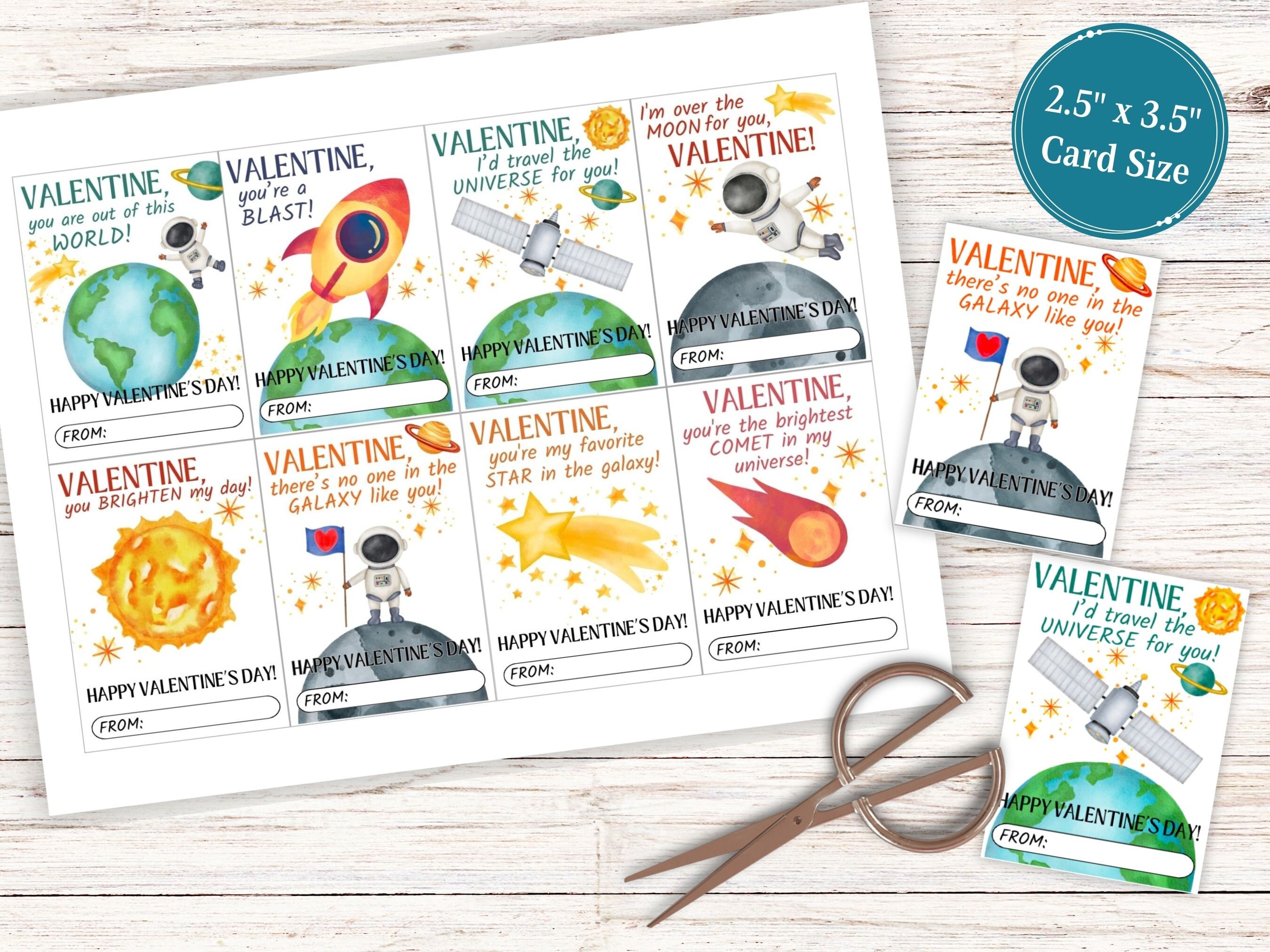 Space Valentines Day Cards, Classroom Valentines, Preschool Valentines ...