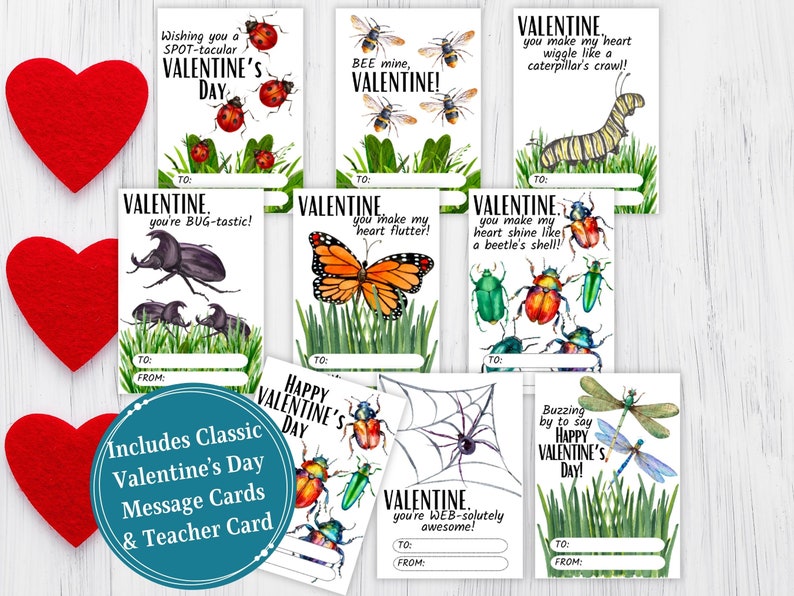 Bugs Valentine's Day Cards, Preschool Valentines, Easy Kids Valentine ...