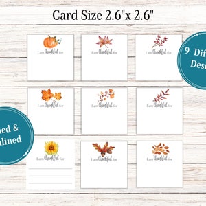 I Am Thankful for Thanksgiving Cards Printable | Gratitude Cards ...