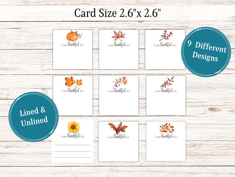 I Am Thankful for Thanksgiving Cards Printable | Gratitude Cards ...