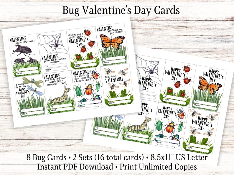 Bugs Valentine's Day Cards, Preschool Valentines, Easy Kids Valentine ...