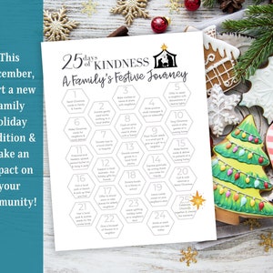 Christmas 25 Days of Kindness Calendar Printable | Kindness Advent ...