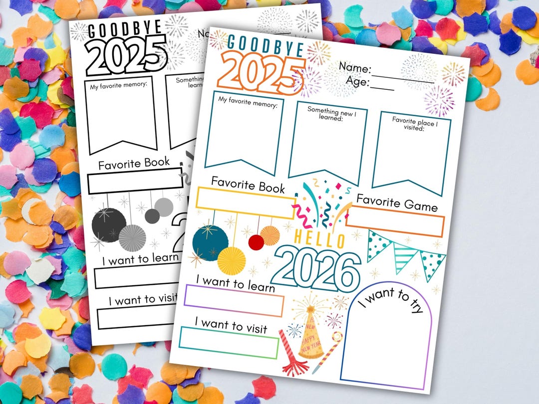 New Years Resolution Printable, Kids 2026 Goals, Class New Years ...