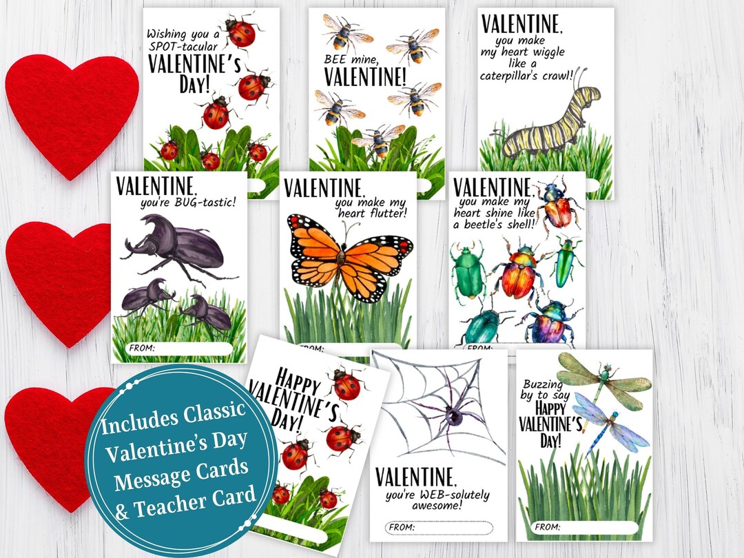 Bugs Valentine's Day Cards, Preschool Valentines, Classroom Valentines ...