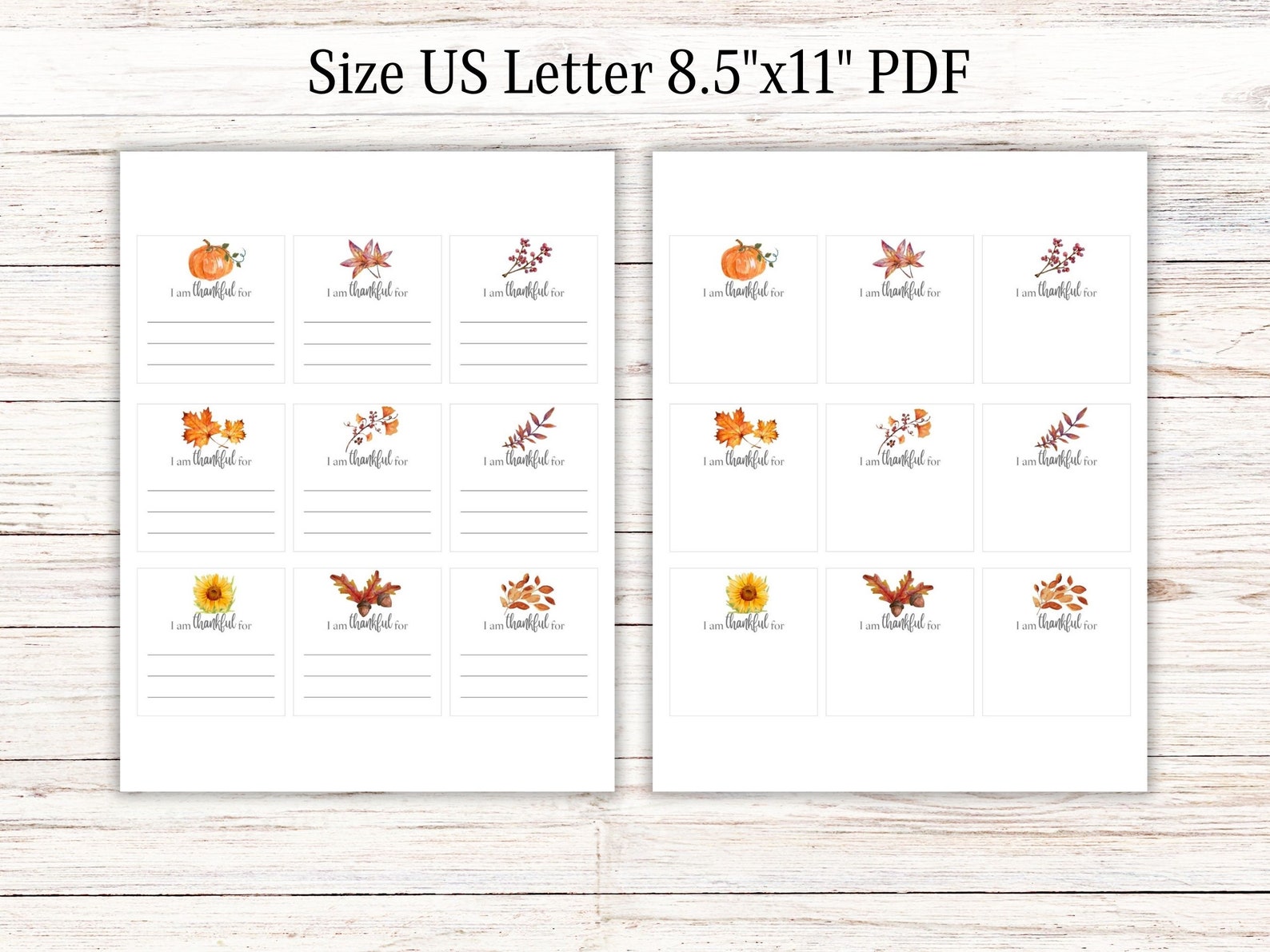 I Am Thankful for Thanksgiving Cards Printable | Gratitude Cards ...