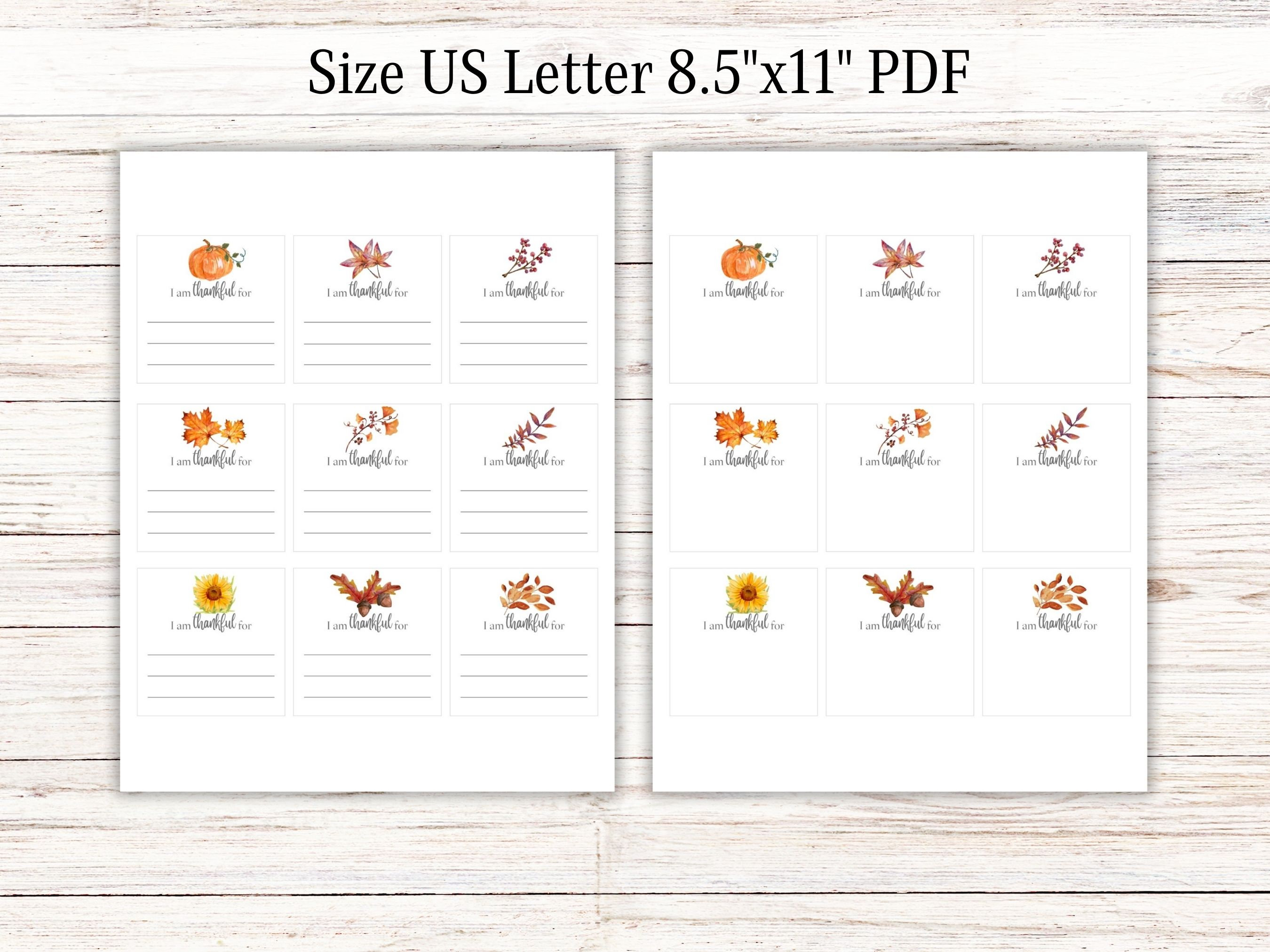 I Am Thankful for Thanksgiving Cards Printable | Gratitude Cards ...