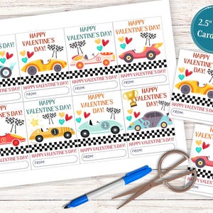 Race Car Valentine's Day Cards, Printable Classroom - Preschool ...
