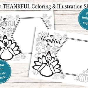 I Am Thankful for Kids Coloring Printable, Thanksgiving Activity ...