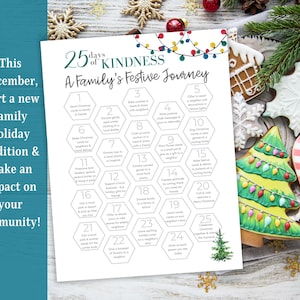Christmas 25 Days of Kindness Calendar Printable | Kindness Advent ...