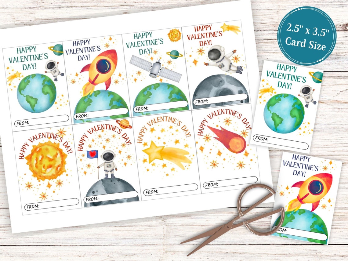 Space Valentines Day Cards, Classroom Valentines, Preschool Valentines ...