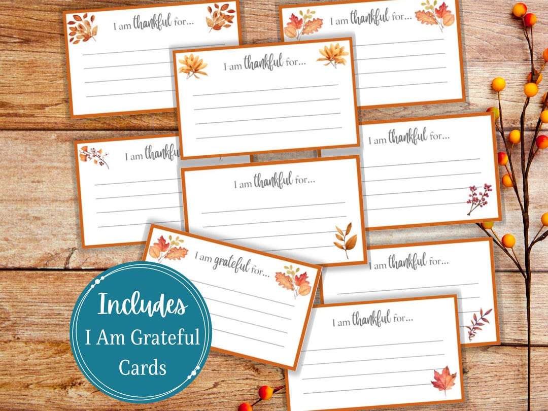 I Am Thankful - Grateful Printable Cards | Gratitude Cards ...