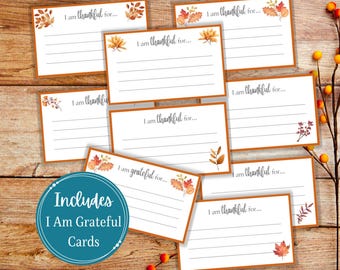 I Am Thankful for Thanksgiving Cards Printable | Gratitude Cards ...