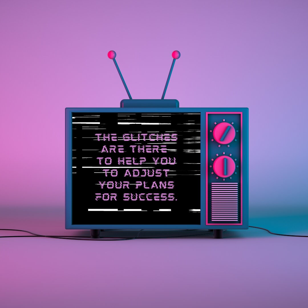 Hot Pink Neon Retro TV Glitch Quote Animated Social Media - Etsy