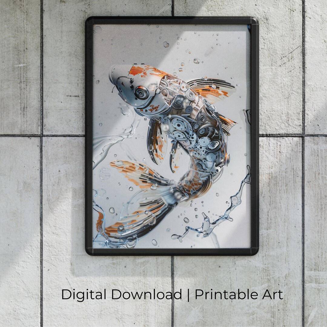 Adorable Mechanical Koi Fish Printable Wall Art Poster Print Kids Koi ...