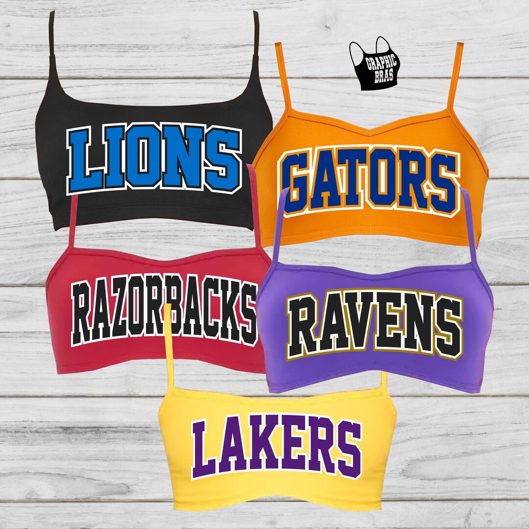 Custom Fan Team Name Sport Bralette Spaghetti Strap Crop Top University ...