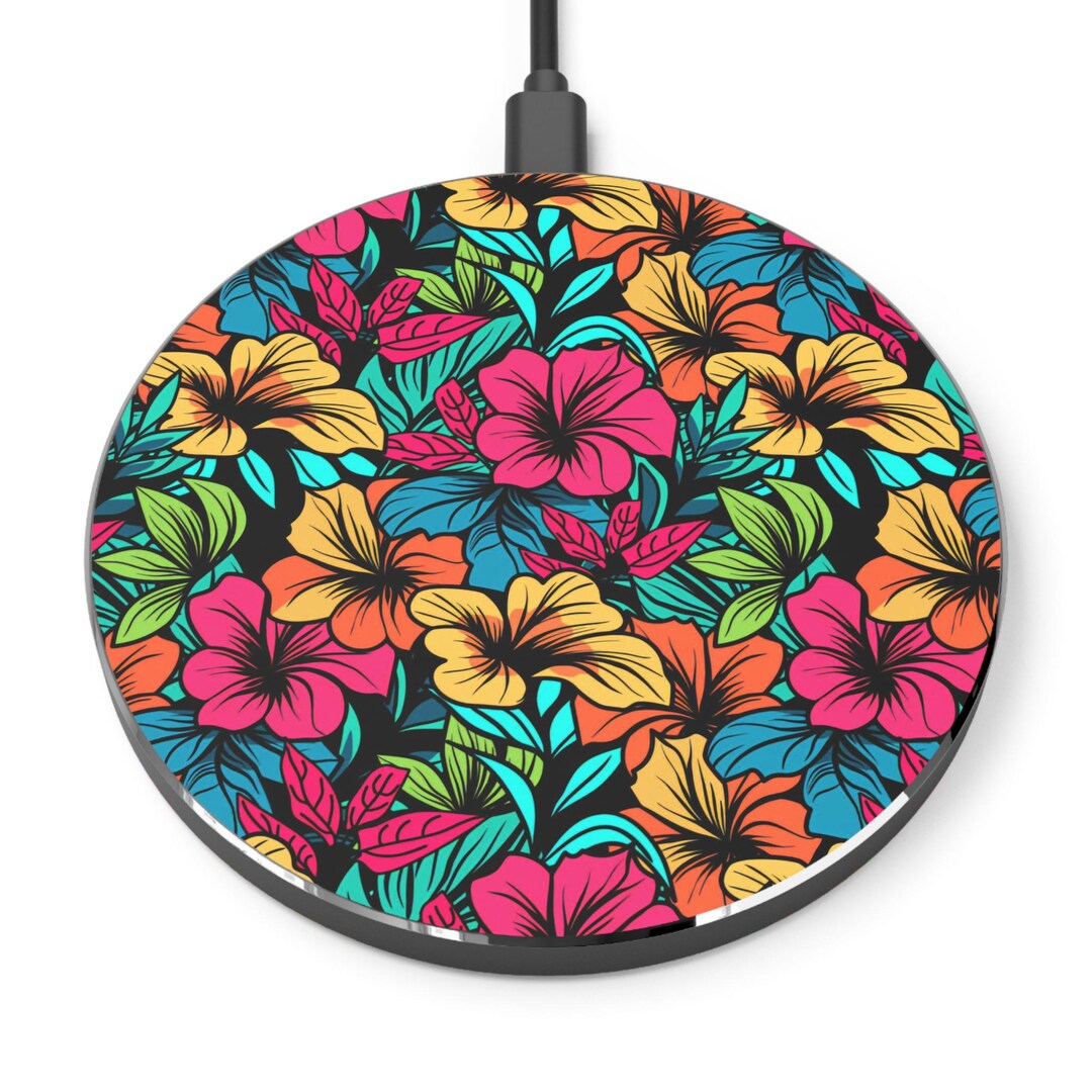 Floral Wireless Charger, Tropical Style, Fast Charging Pad - Etsy