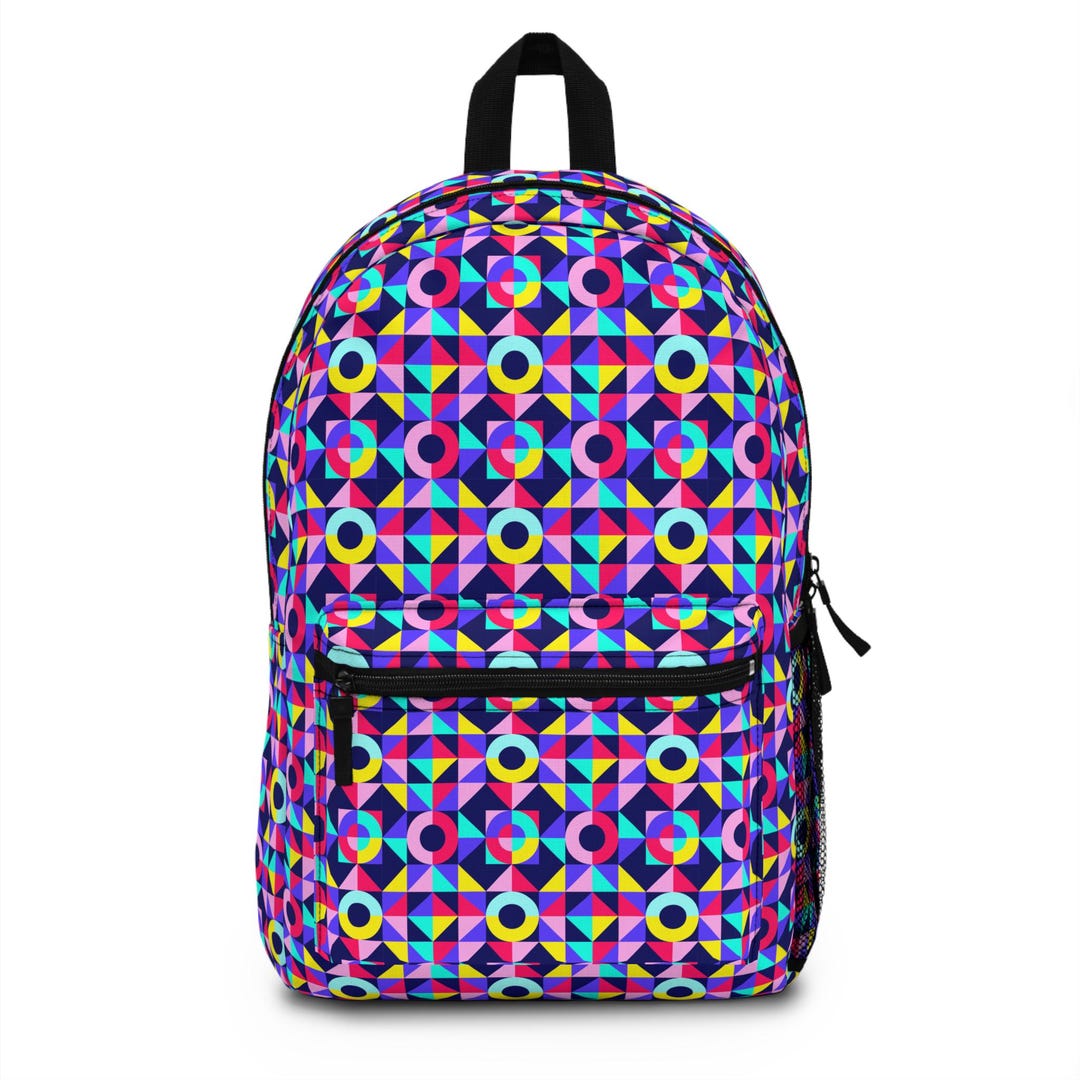 Colorful Geometric Backpack - Funky School Bag, Trendy Travel Pack ...