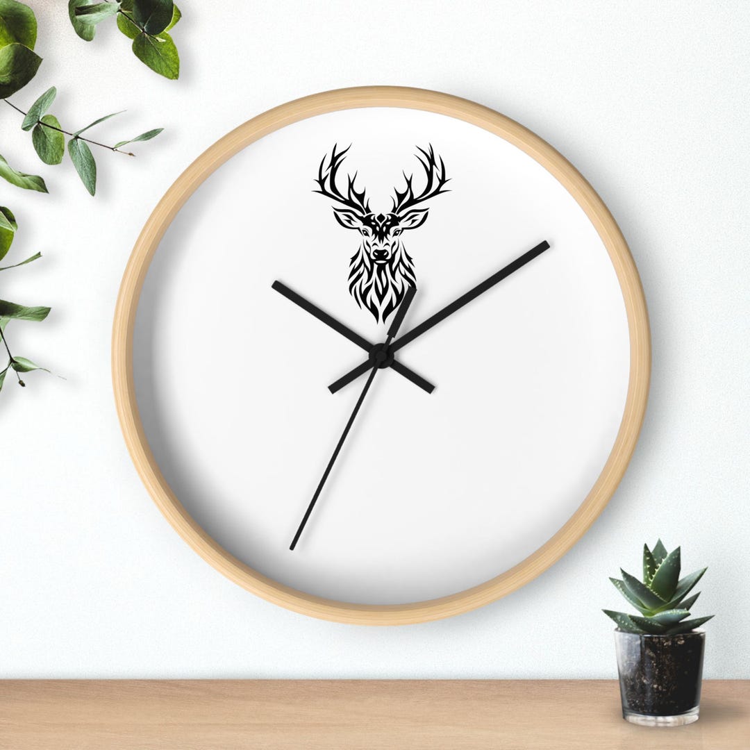 Stag Wall Clock, Rustic Lodge Decor, Minimalist Design - Etsy