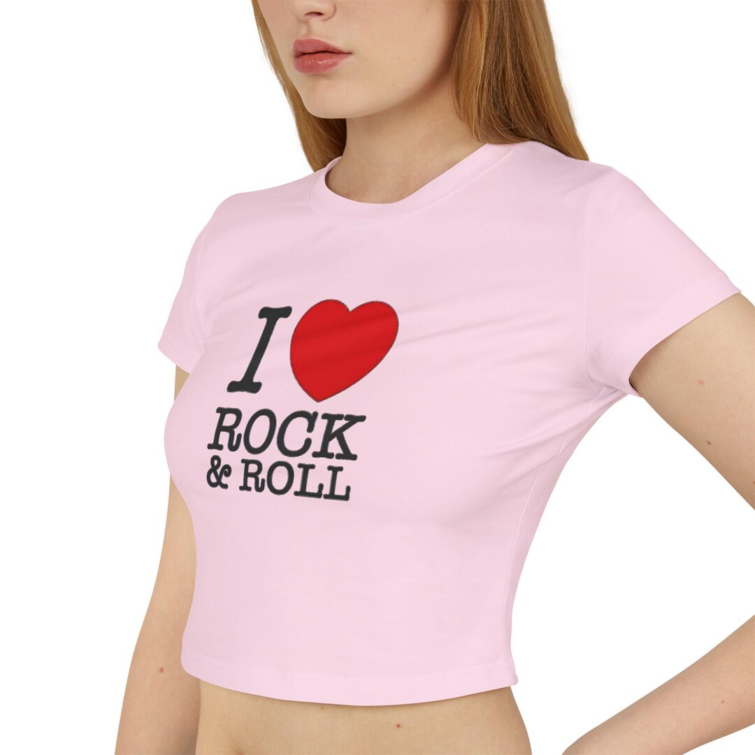 Baby Tee, Rock & Roll Heart Shape, Women's Fitted Tee, Music Lover ...