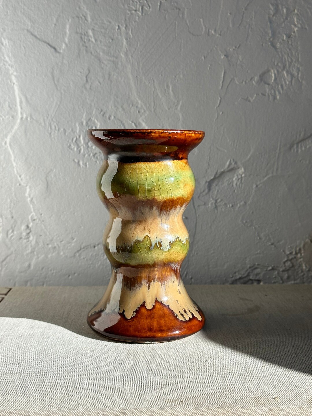 Vintage 70s Glazed Ceramic Pillar Candle Holder (6 Inch) - Etsy