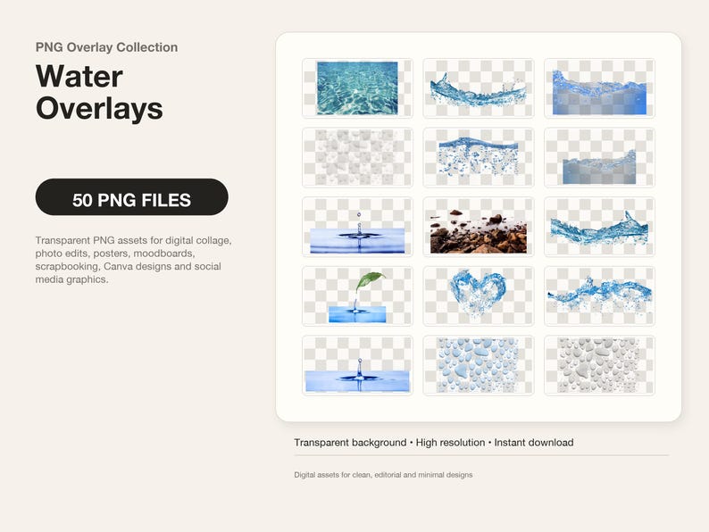 Water Overlay PNG Bundle: Transparent Water Texture Effects for ...
