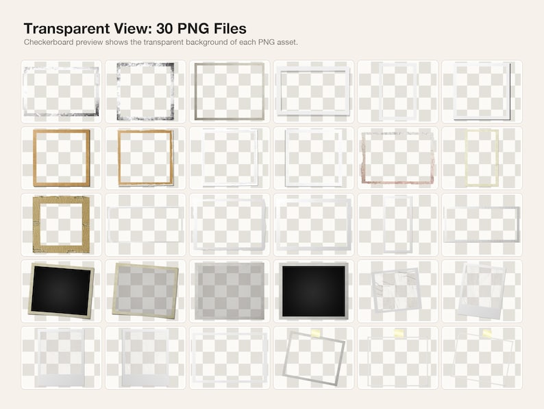 Photo Frame PNG Bundle: Transparent Picture Frames for Collage ...