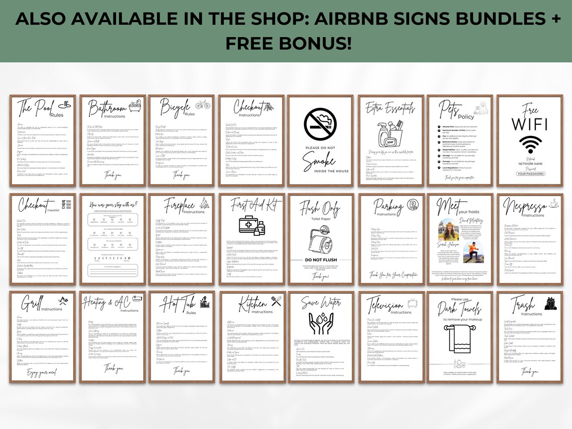 Airbnb Welcome Sign Template, Vacation Rental Hosts, Rules Policies ...