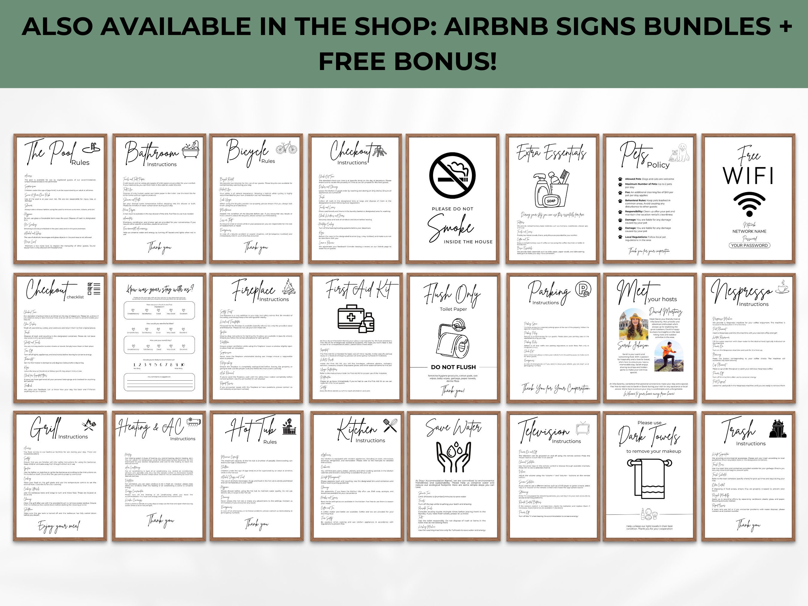 Airbnb Welcome Sign Template, Vacation Rental Hosts, Rules Policies ...
