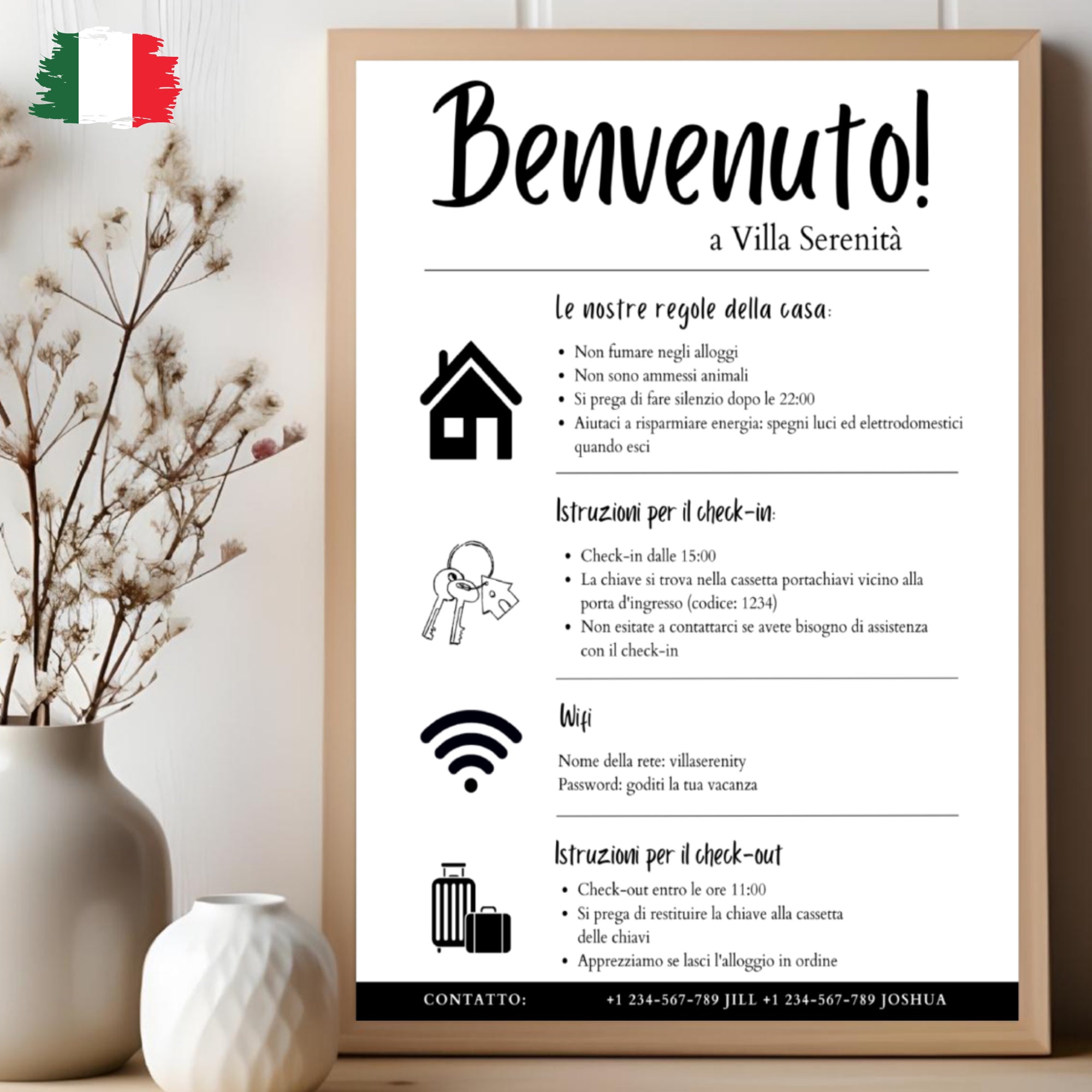 Italian Welcome Sign for Airbnb & VRBO Hosts, Vacation Rental Printable ...