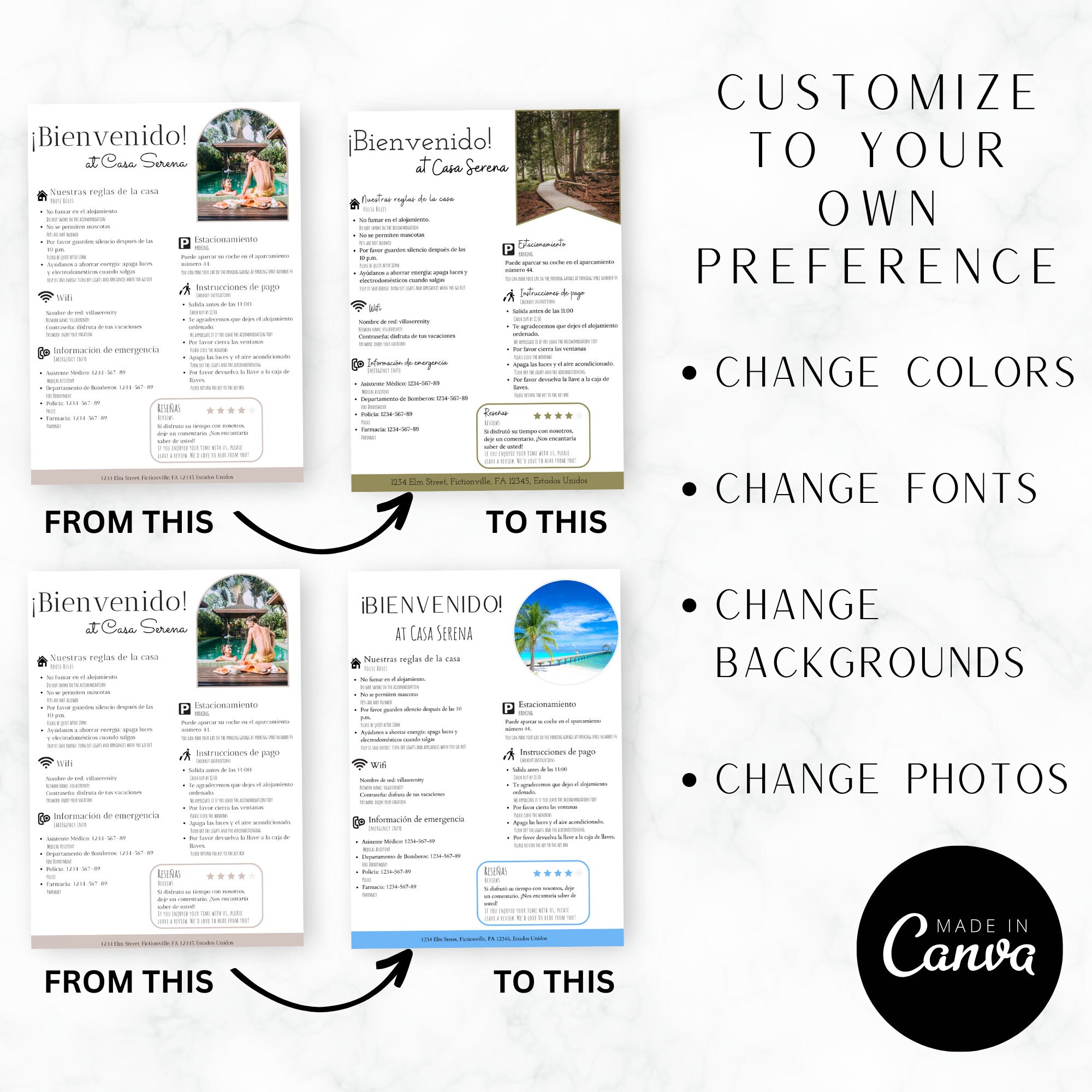 Spanish Welcome Sign for Airbnb & VRBO Hosts, Vacation Rental Printable ...