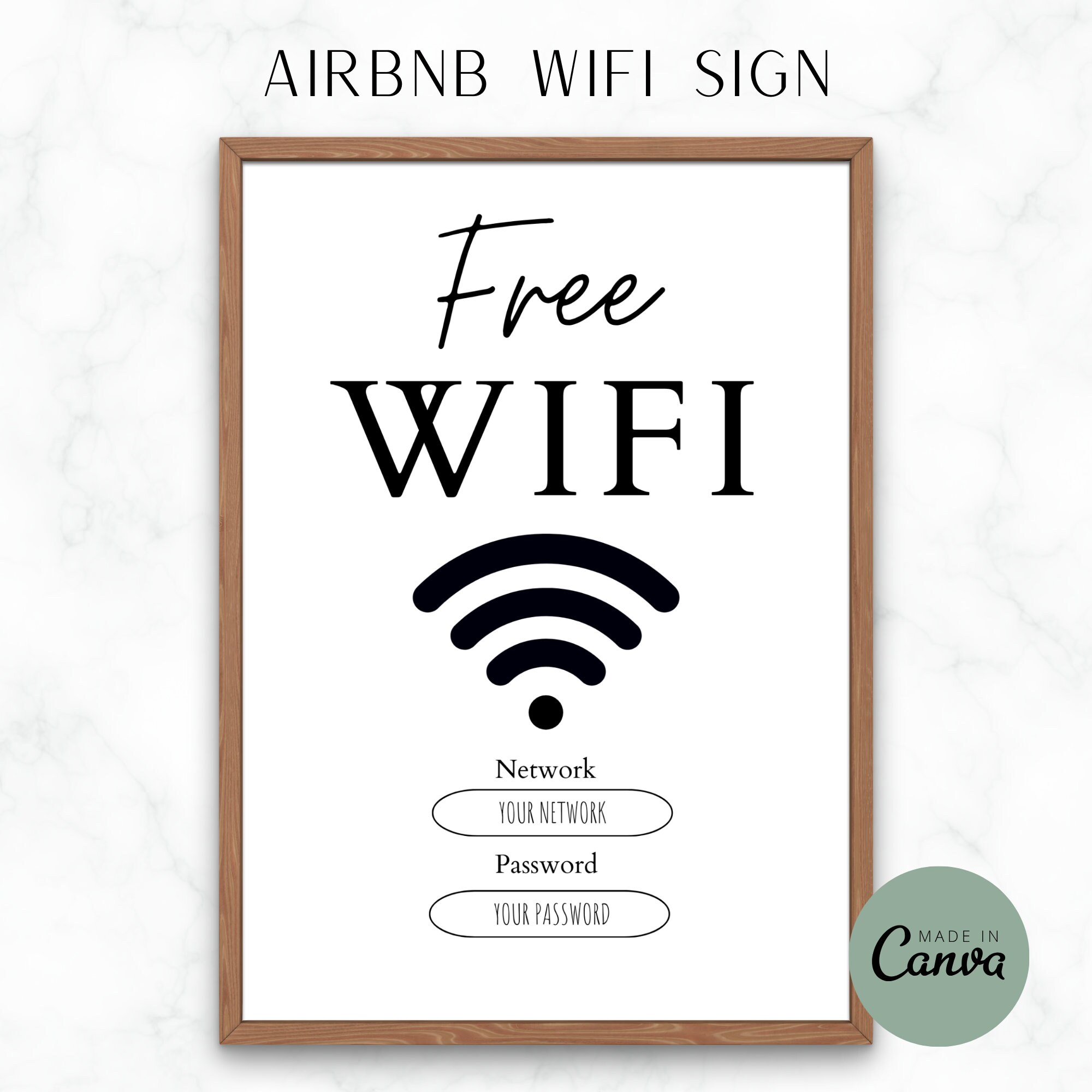 Airbnb Wifi Sign, Wifi Password Sign, Airbnb Welcome Sign Template ...
