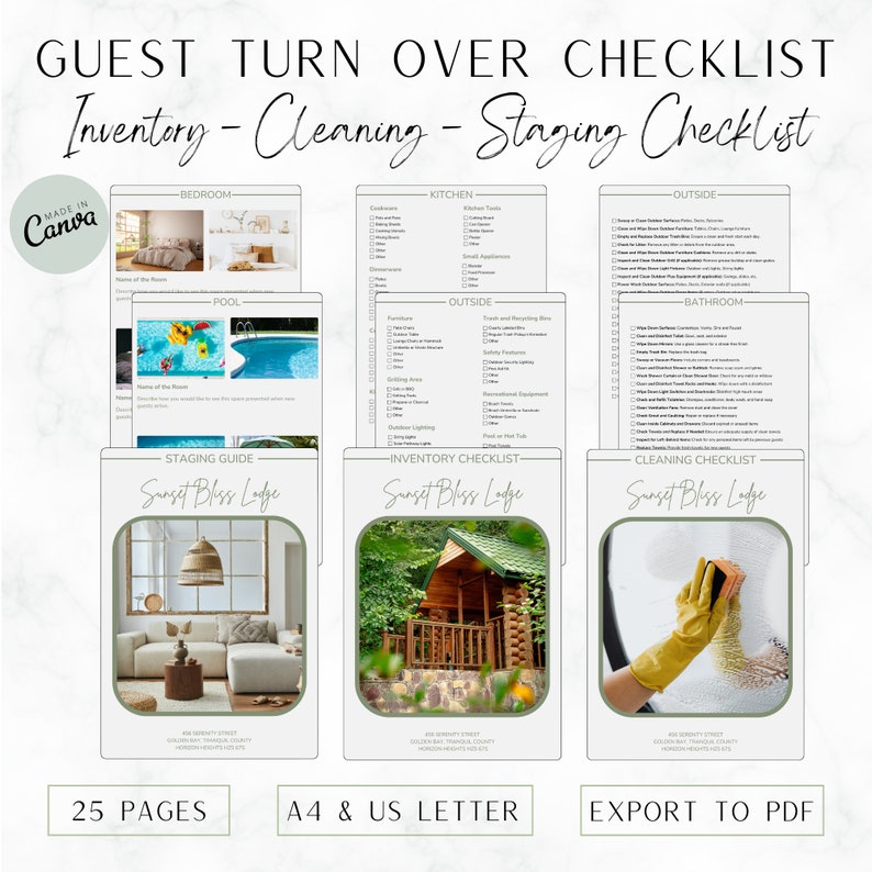 Airbnb Guest Turn Over Template Including an Inventory, Cleaning and ...