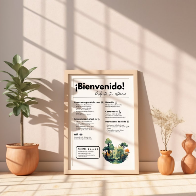 Spanish Welcome Sign for Airbnb and VRBO Hosts Editable - Etsy