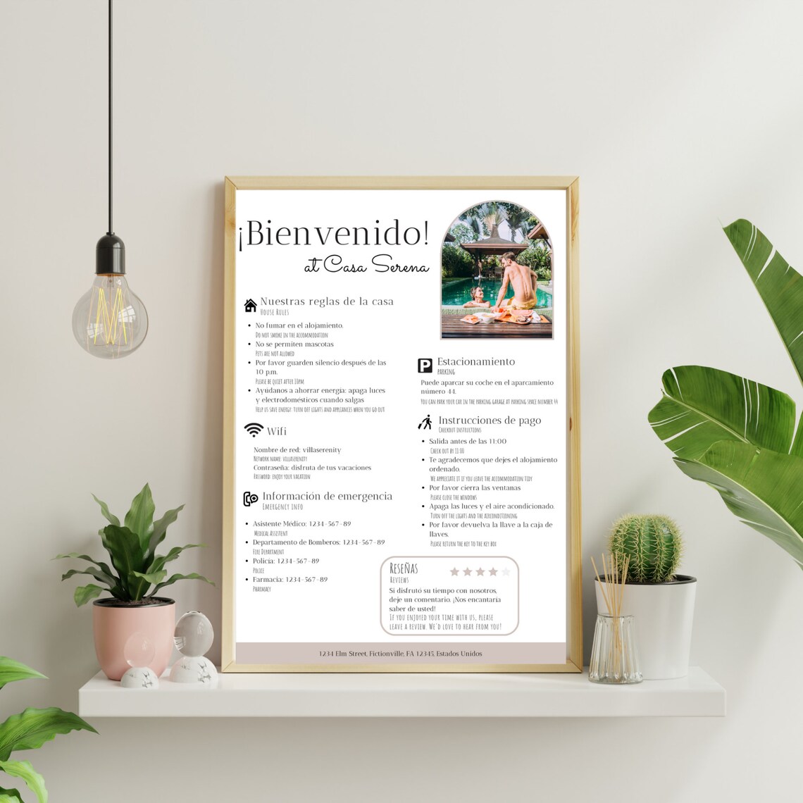 Spanish Welcome Sign for Airbnb & VRBO Hosts, Vacation Rental Printable ...